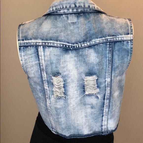 Audrey Ann | Jackets & Coats | Audrey Ann Distressed Blue Jean Vest ...